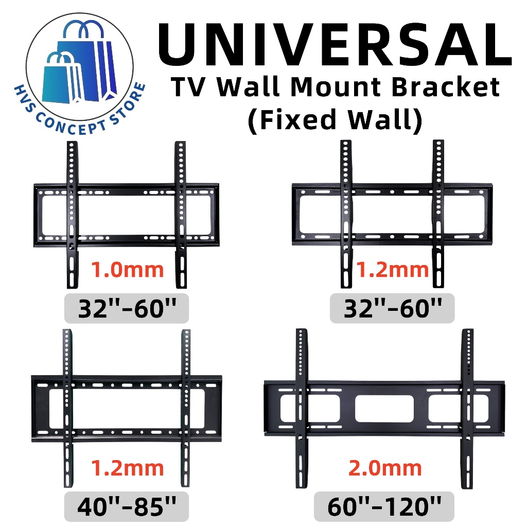 UNIVERSAL 32''–60'' / 40''–85'' / 60''–120'' TV WALL MOUNT BRACKET ...