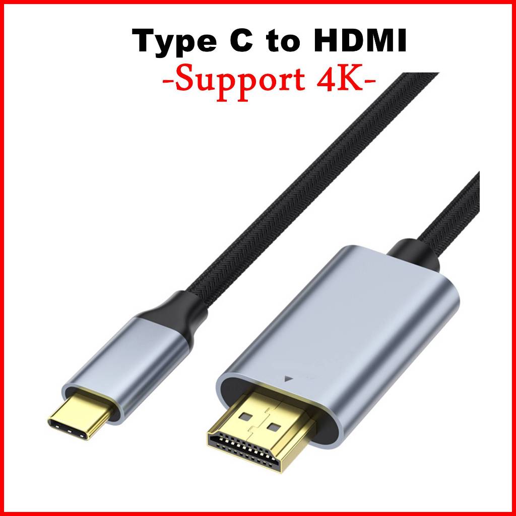 Type C to HDMI Adapter 4K HDMI Cable For Laptop Phone Tablet To TV ...