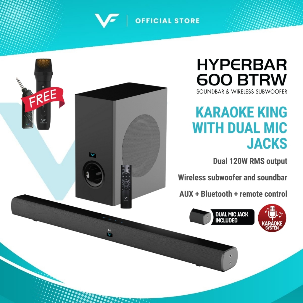 Vinnfier VF Hyperbar 600 BTRW 240W Soundbar with 6.5" Wireless ...