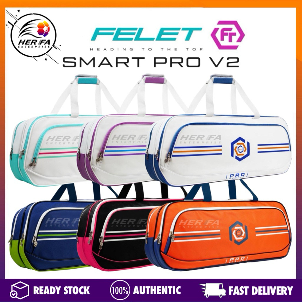 FELET Smart Pro V2 Tournament Bag Badminton Racquet Backpack Double Zip ...