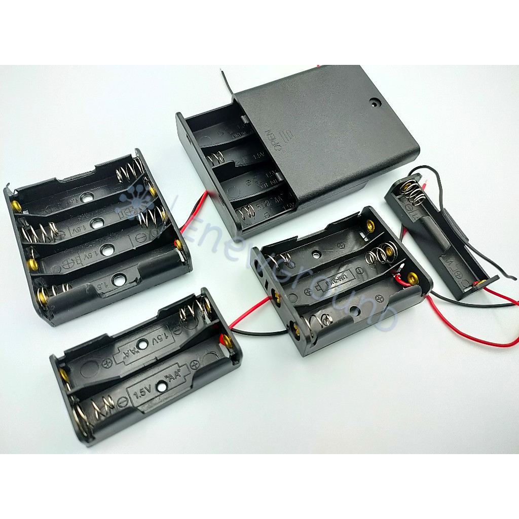 AA Battery Holder with Coil Spring Contacts (Series Connection, Various ...