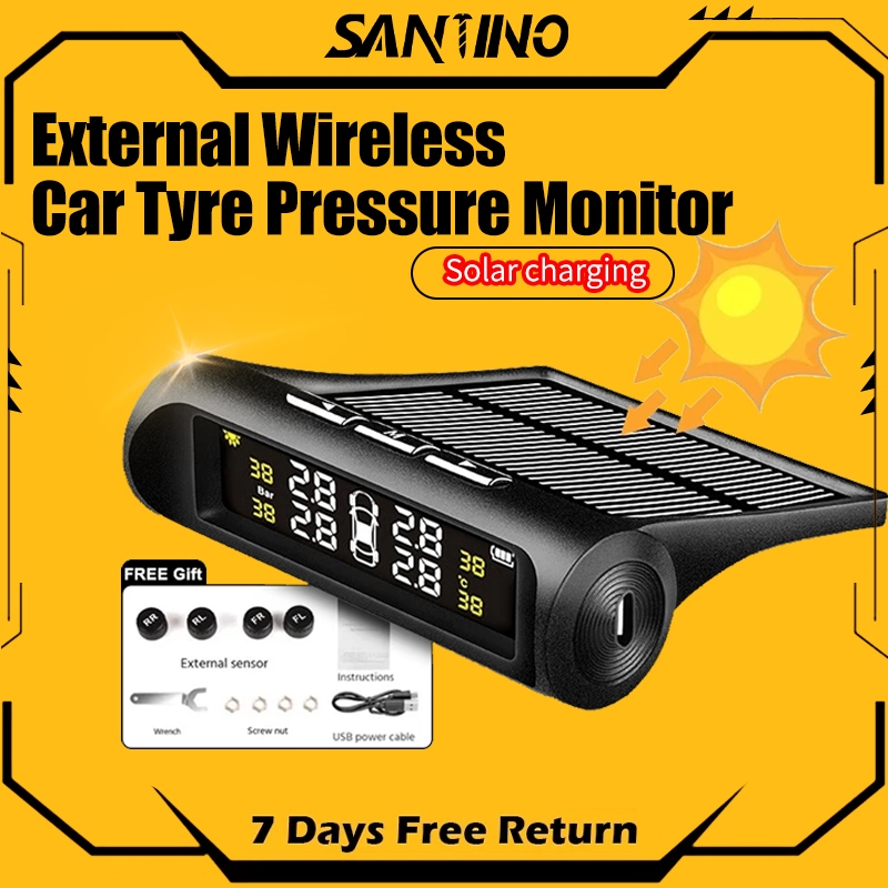 SANTINO TPMS Car Tire Pressure Monitor System Solar Powered Wireless ...
