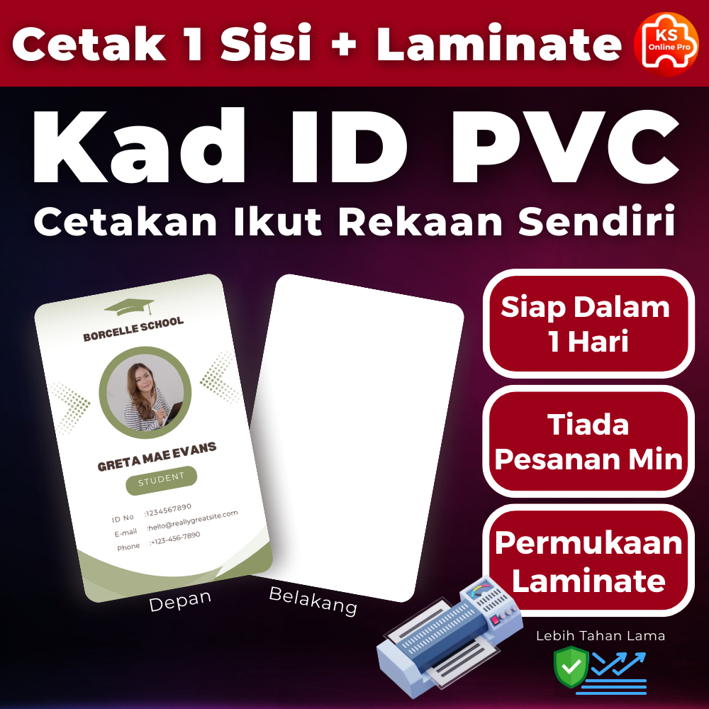 🔥[Cetak 1 Sisi + Laminate] - Cetak Kad ID PVC Warna Penuh/Kad Pekerja ...