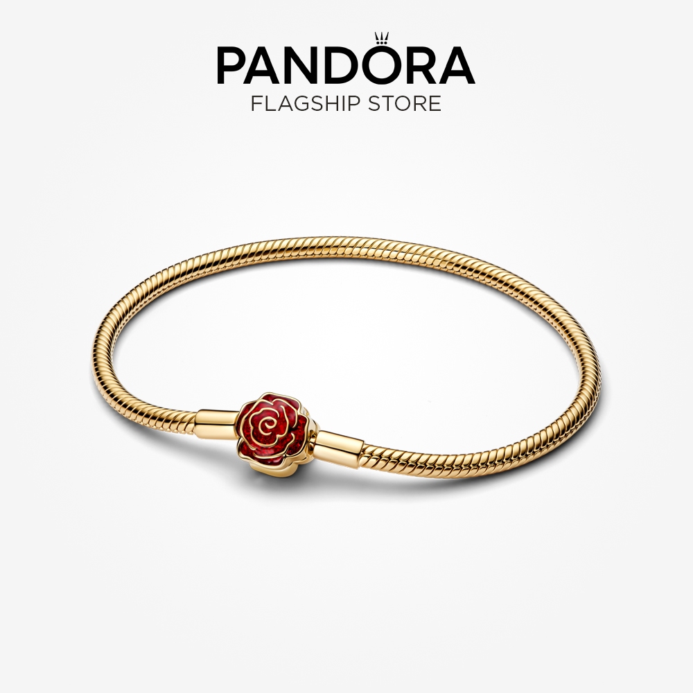 Pandora x Disney 14K Gold Plated Beauty and the Beast Enchanted Rose ...