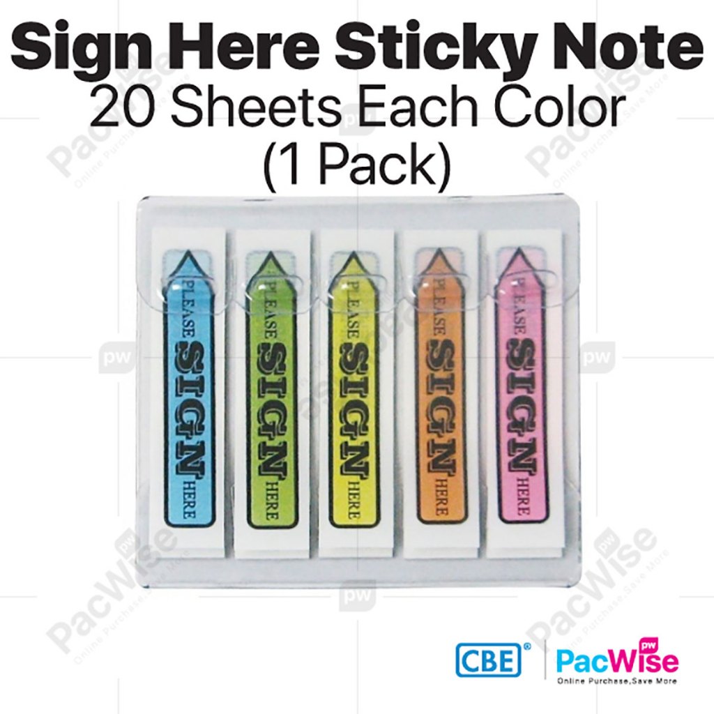CBE Sticky Note 14019 – Removable Sticky Flags "Please Sign Here"(5 ...