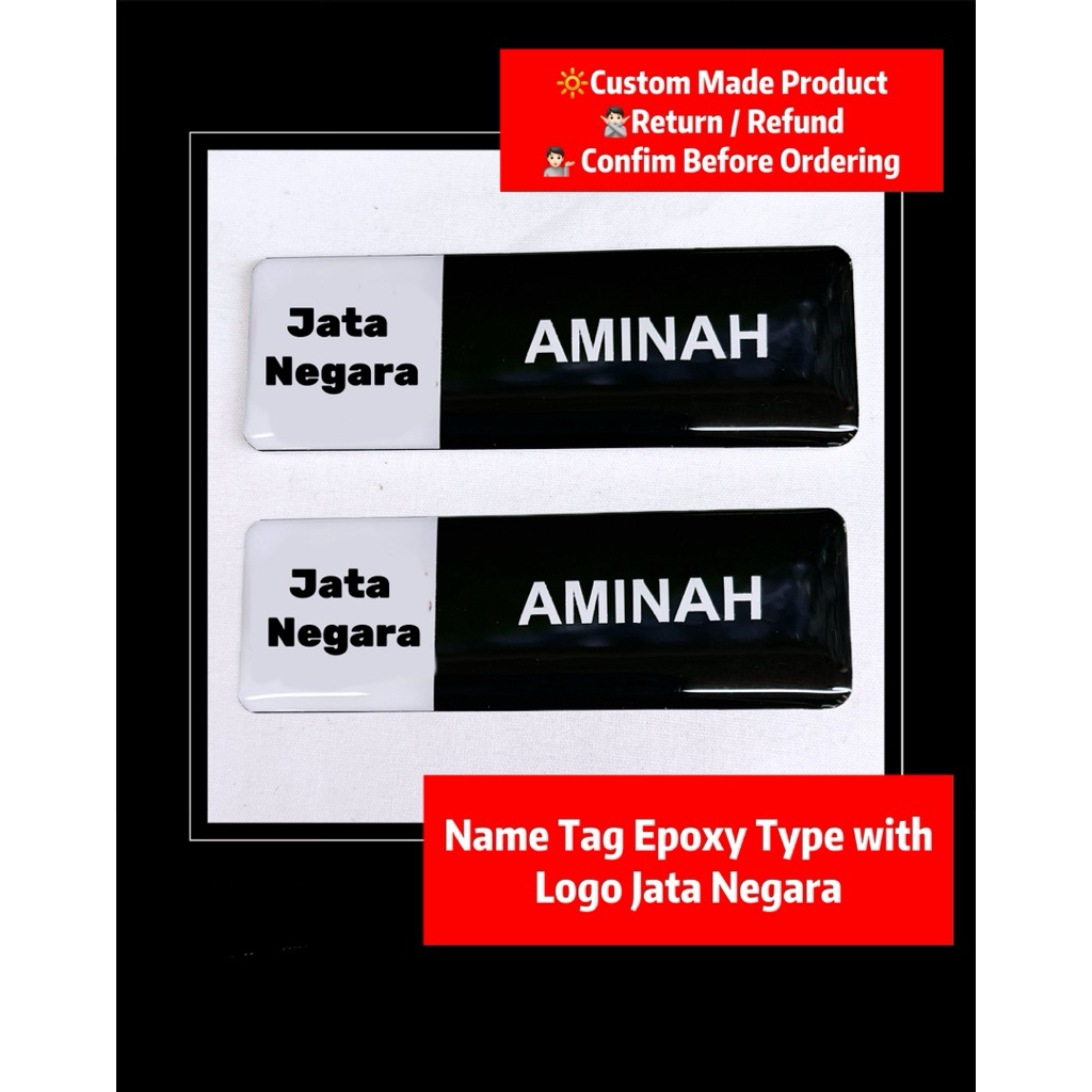 Name Tag EPOXY JATA NEGARA Magnet / Pin, Sekolah Cikgu,Penjawat Awam ...