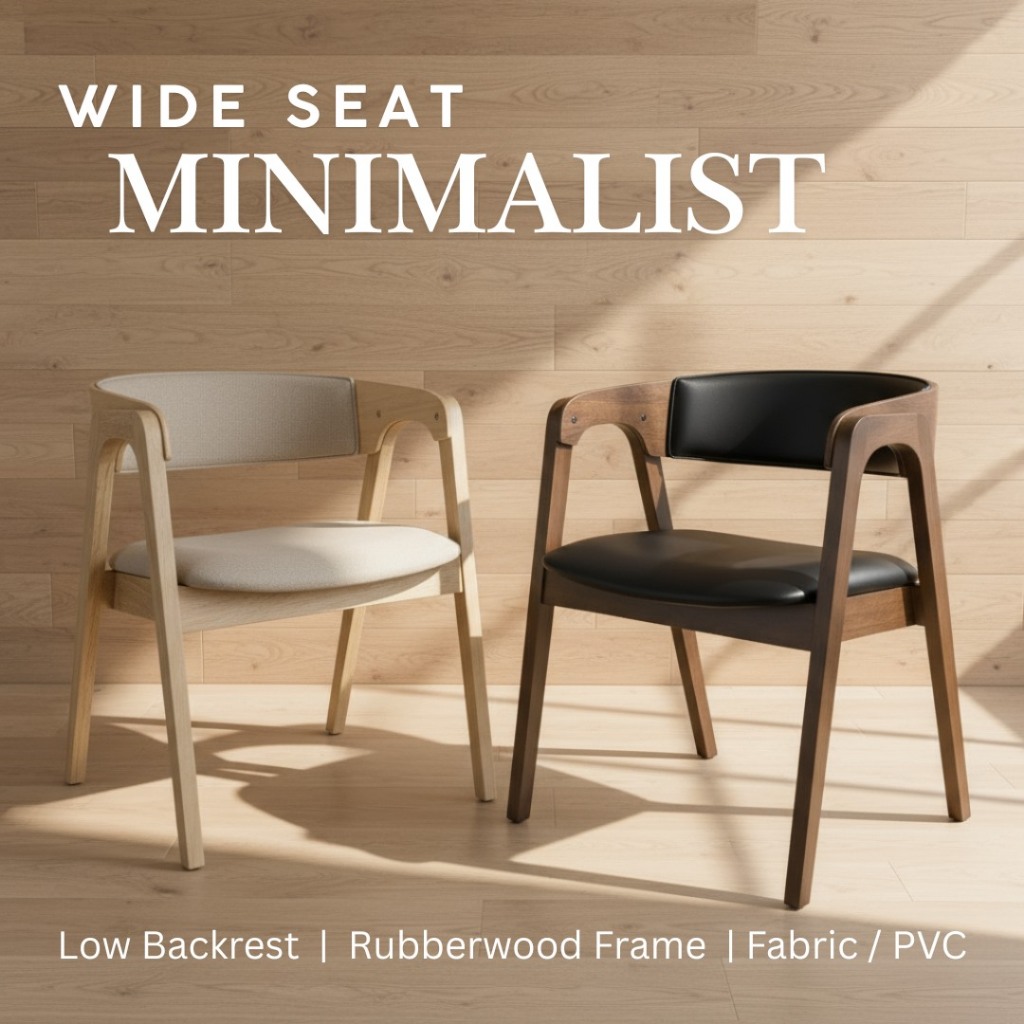 🇲🇾 Set of 2 - Kerusi Makan Kayu Getah, Scandinavian Minimalist ...