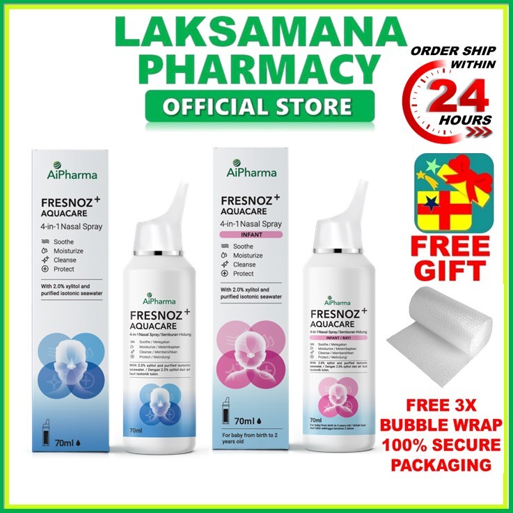 [EXP: 2027] AiPharma Fresnoz+ Aquacare 4-in-1 Nasal Spray 70ml (adult ...