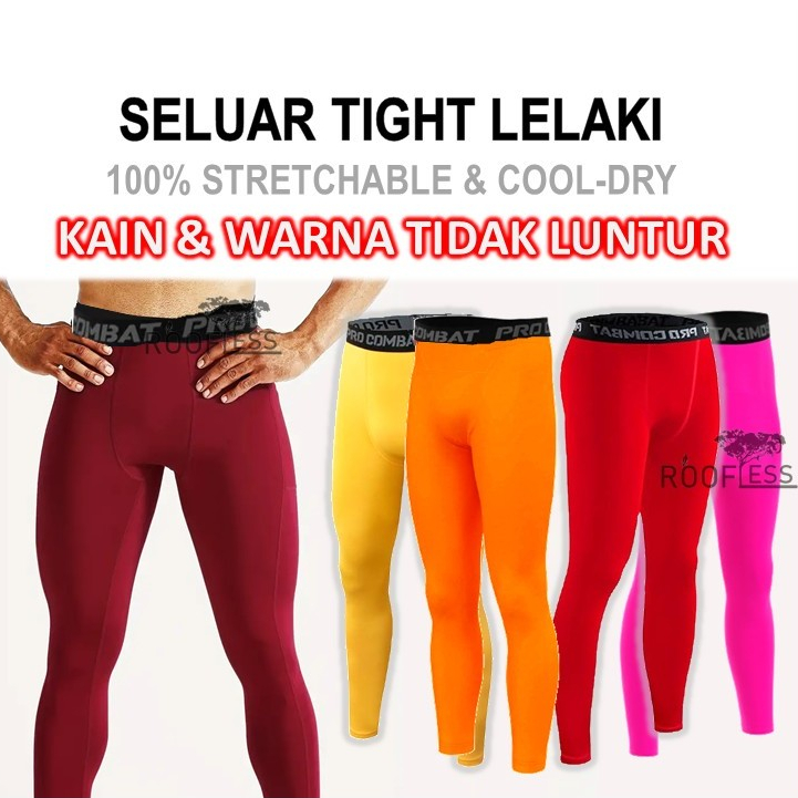 ROOFLESS Seluar Tight Color Pro Combat Tight Merah Seluar Tight Lelaki ...