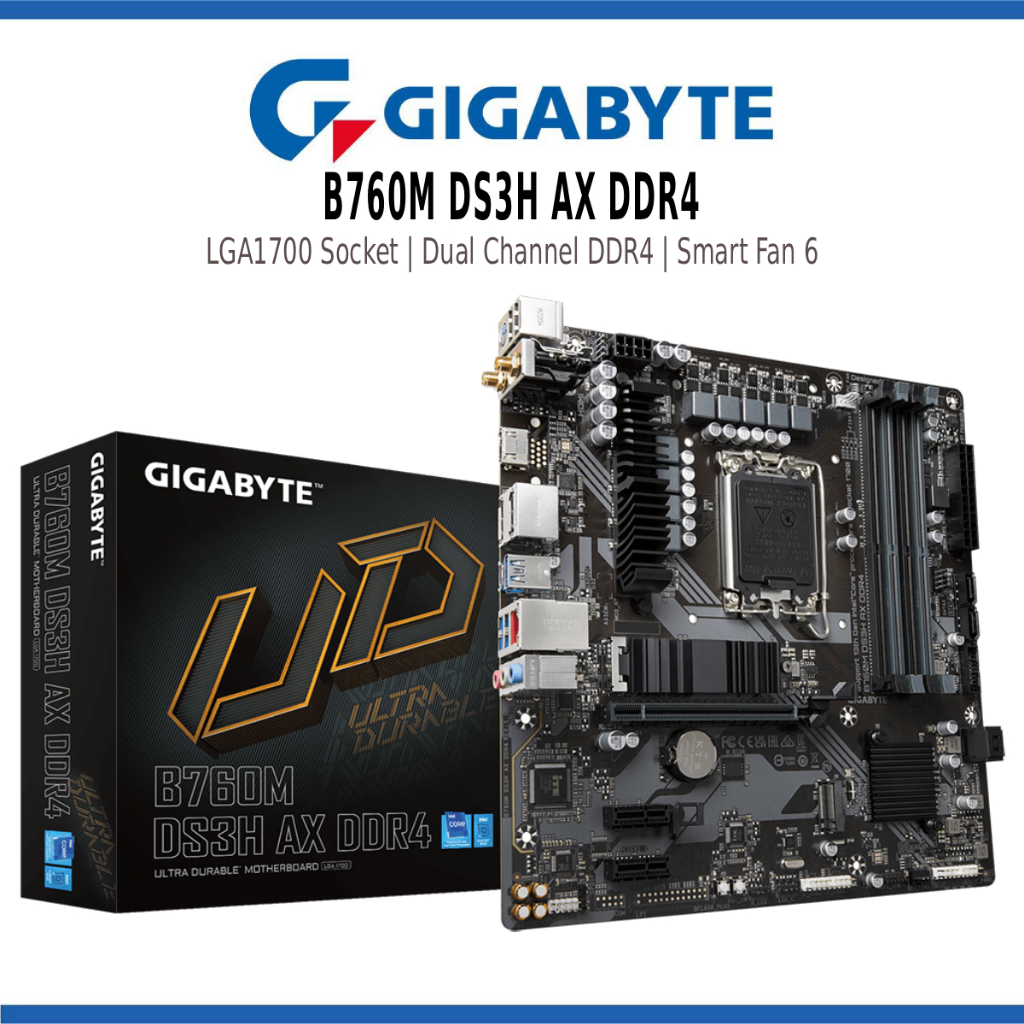 GIGABYTE INTEL B760M DS3H AX DDR4 MOTHERBOARD LGA1700 SOCKET WITH DUAL ...