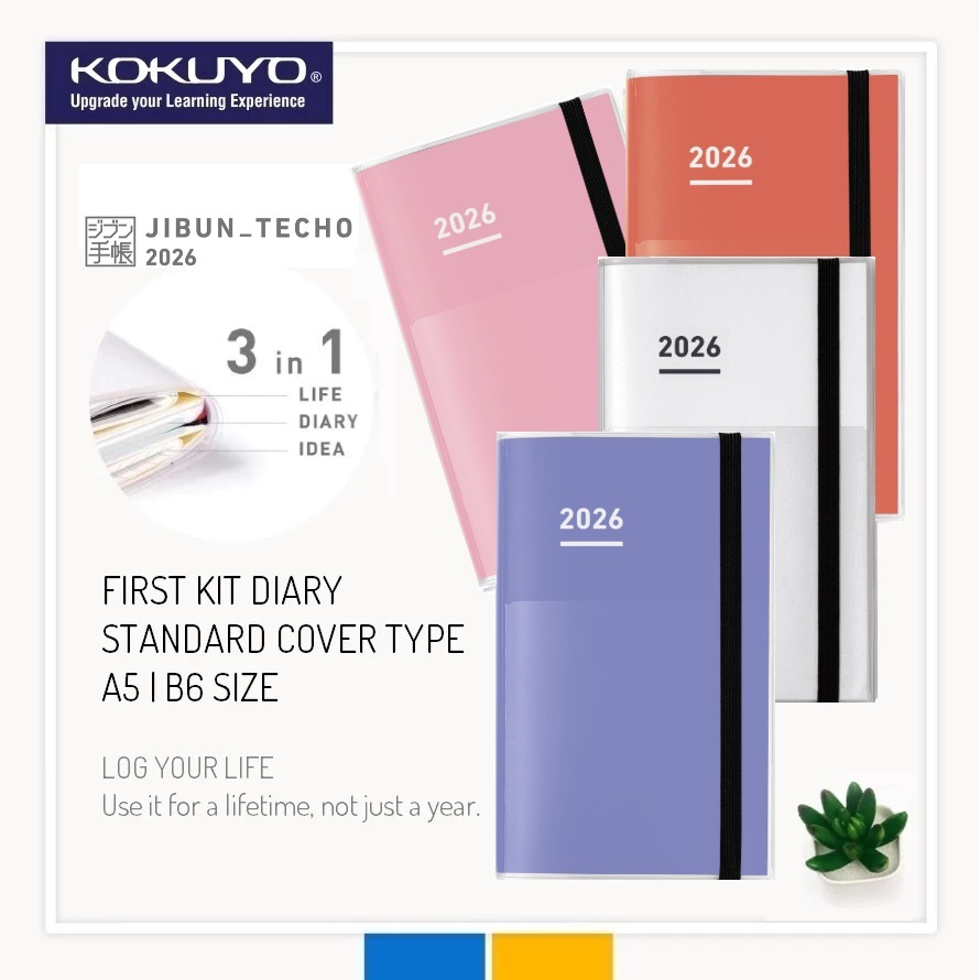 Kokuyo Jibun Techo First Kit Standard Cover 3 in 1 Diary 2026 - A5 | B6 ...