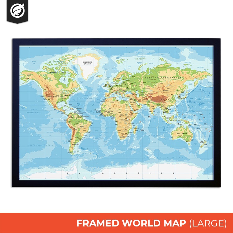 Frambie Framed World Map A1 | PETA DUNIA DENGAN BINGKAI KAYU | A1 World ...