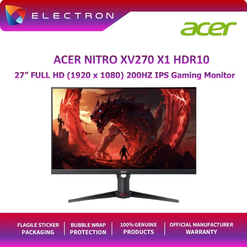 Acer Nitro XV270 X1 27" FHD 200Hz HDR10 IPS Gaming Monitor ( Speaker ...