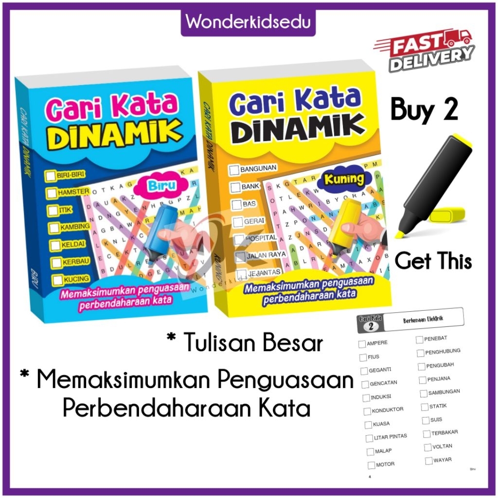 Cari Kata Dinamik | Buku Cari Kata Bahaha Melayu | Silang Kata | Uji ...