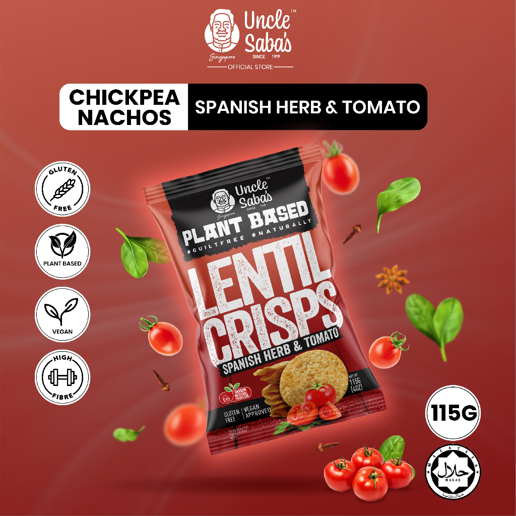 Uncle Saba's Plant-Based Lentil Crisps 115g - Spanish Herb & Tomato | Shopee Malaysia
