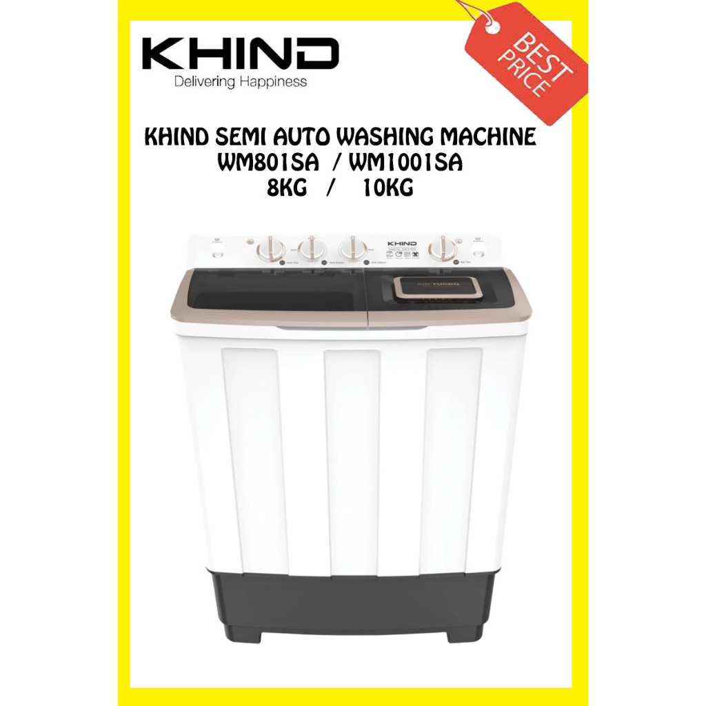 Khind 10 kg/7 kg Semi Auto Washer WM-801SA WM1001SA Mesin Basuh Semi ...