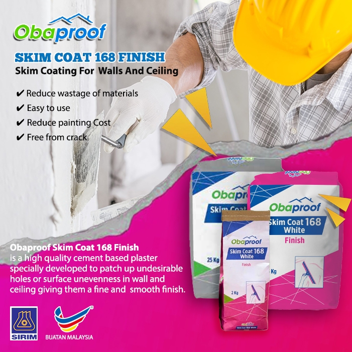 OBAPROOF 2KG, 25KG SKIM COAT 168 FINISH Skim Coating For Walls ...