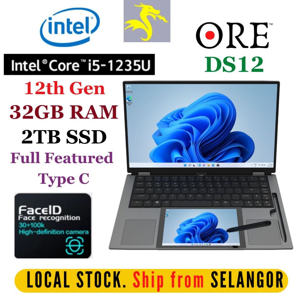 2026 ORE DS12 Intel i5 12th Gen Windows Laptop 32GB DDR4 RAM 2TB SSD ...