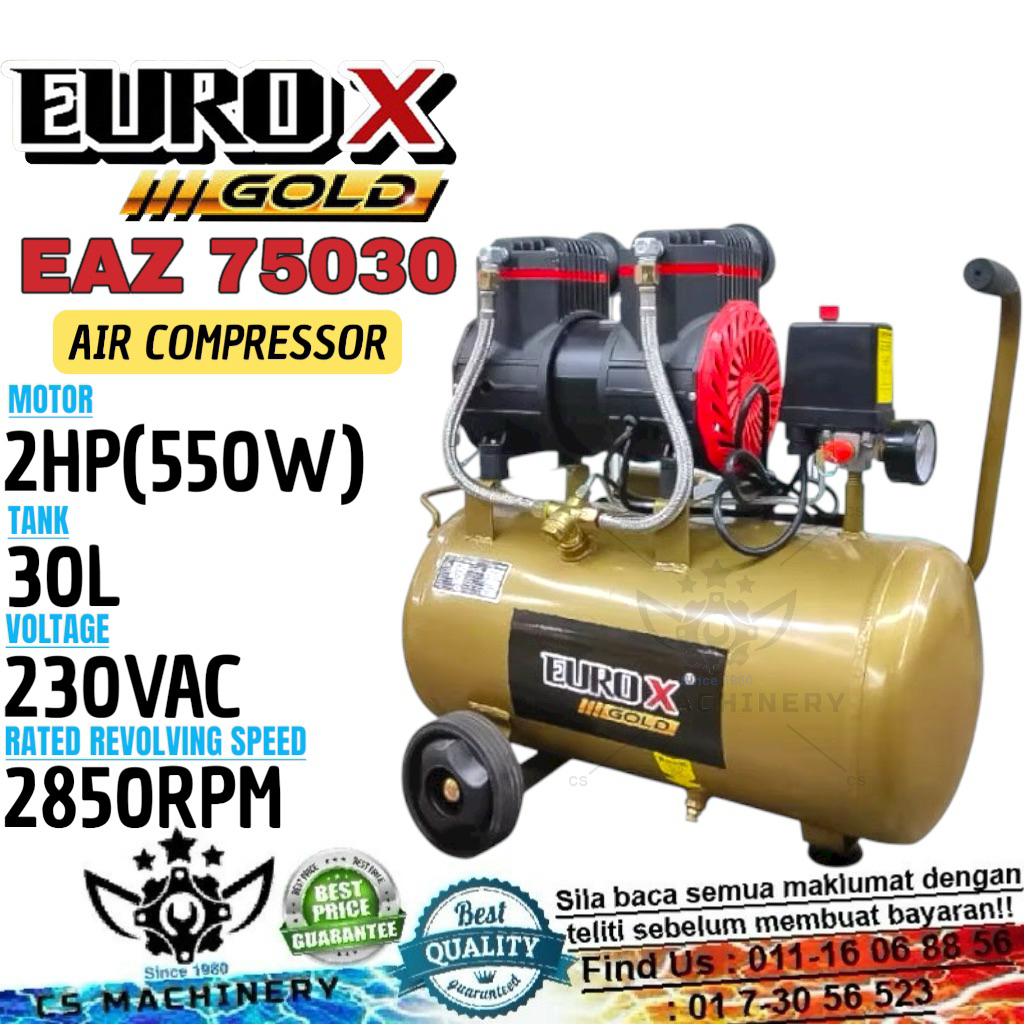 EUROX EAZ-75030 💥 30 Litre Silent Oil-Free Air Compressor | Shopee Malaysia