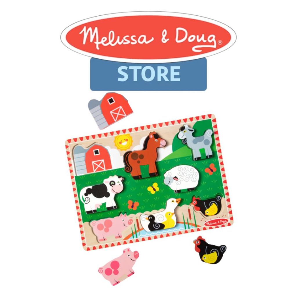 Melissa & Doug Farm Animals Wooden Chunky Puzzle (8 Pcs) - Age 2 ...