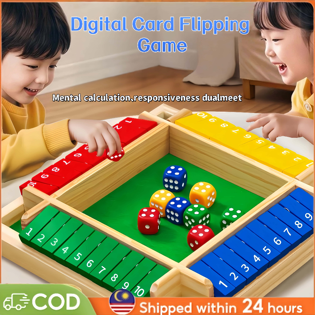 Shut The Box Dice Game Large Classics Four Way Flip Numbers Wooden Dice ...