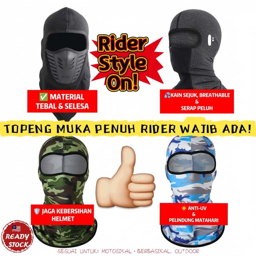 Topeng Muka Penuh Balaclava Pelindung Matahari Full Face Mask Motor ...