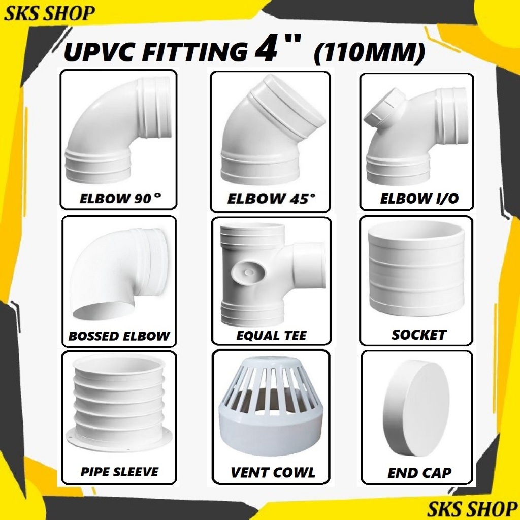 (110mm-4" )UPVC PAIP FITTING WHITE/FITTING PAIP PUTIH/BEND/ELBOW/TEE ...