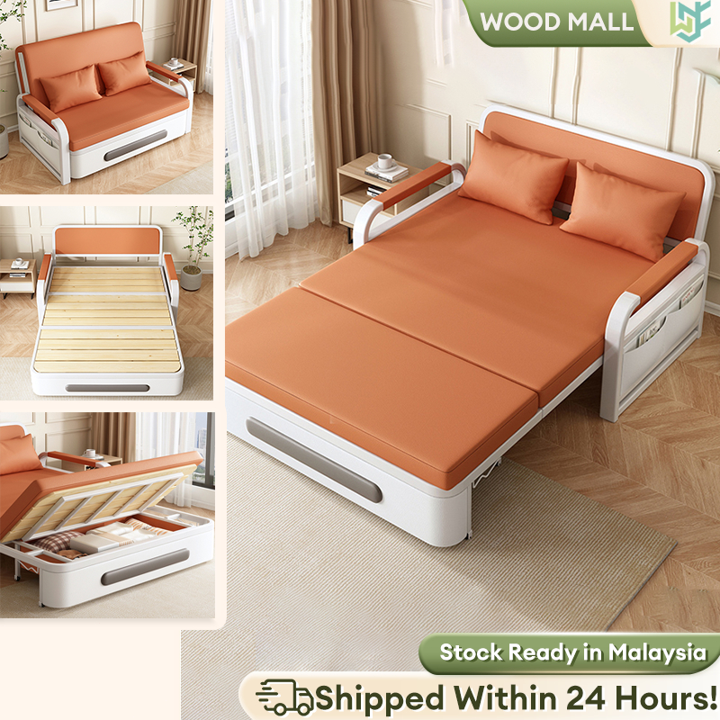 ⚡️𝟐-𝐃𝐚𝐲 𝐃𝐞𝐥𝐢𝐯𝐞𝐫𝐲 Metal Sofa Bed Heavy Duty Storable Katil Siang Wooden ...
