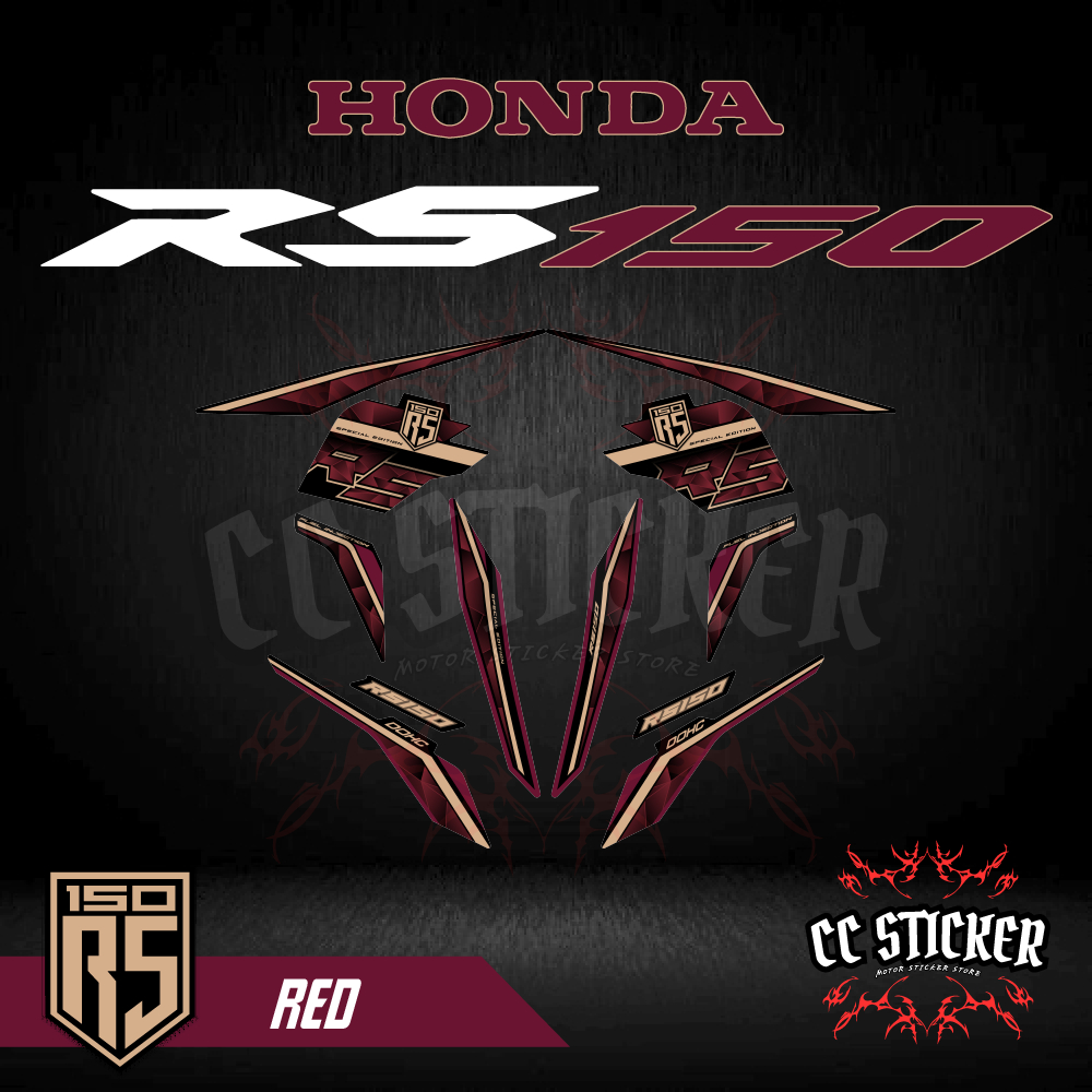 HONDA RS 150 V1 V2 V3 | MOTOR STICKER STRIPE 2025 RED TITAN CUSTOM ...
