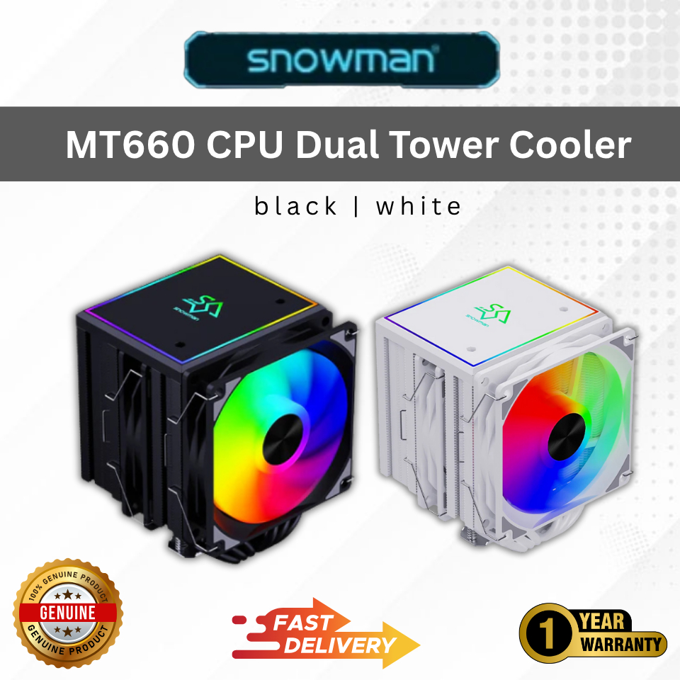 Snowman MT660 ARGB CPU Cooler Dual Tower 6 Heat pipes | INTEL AMD ...