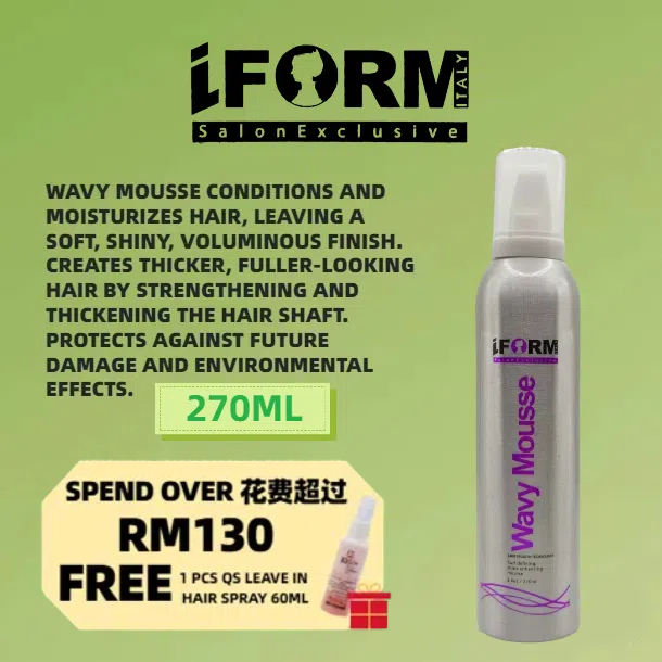 IForm Wavy Mousse 270ml Moisturizes Soft Shiny Voluminous Styling Hair ...