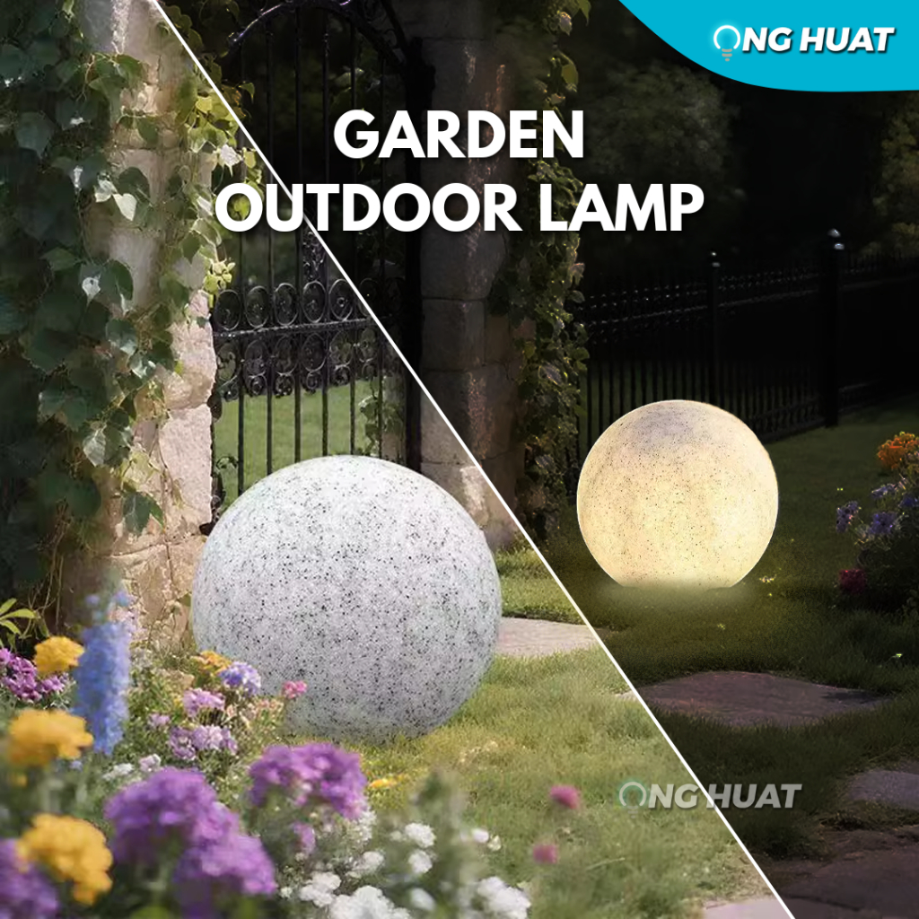 LED Marble Style Garden Lamp Gate Light Lampu Pagar Round Outdoor IP65 ...