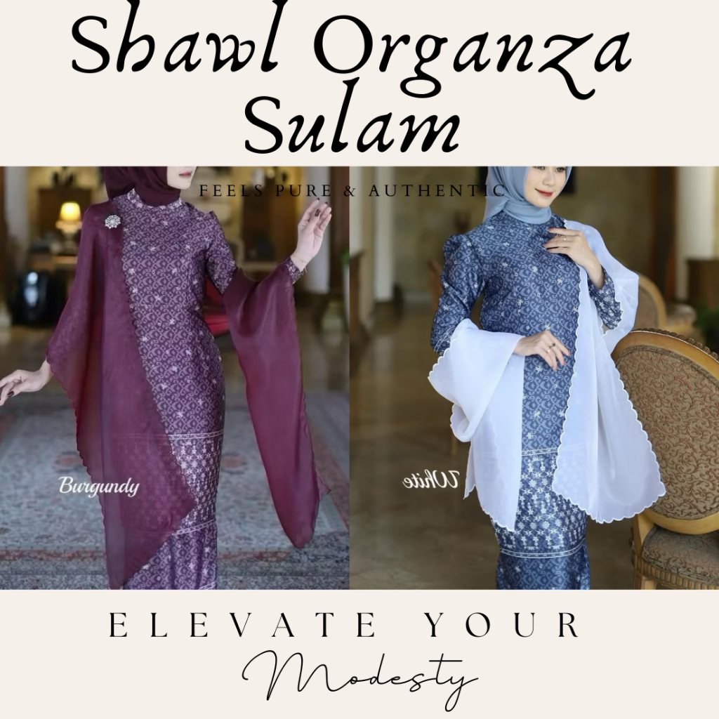 SHAWL ORGANZA BERSULAM CORAK DIAMOND SELENDANG ORGANZA BERSULAM ...