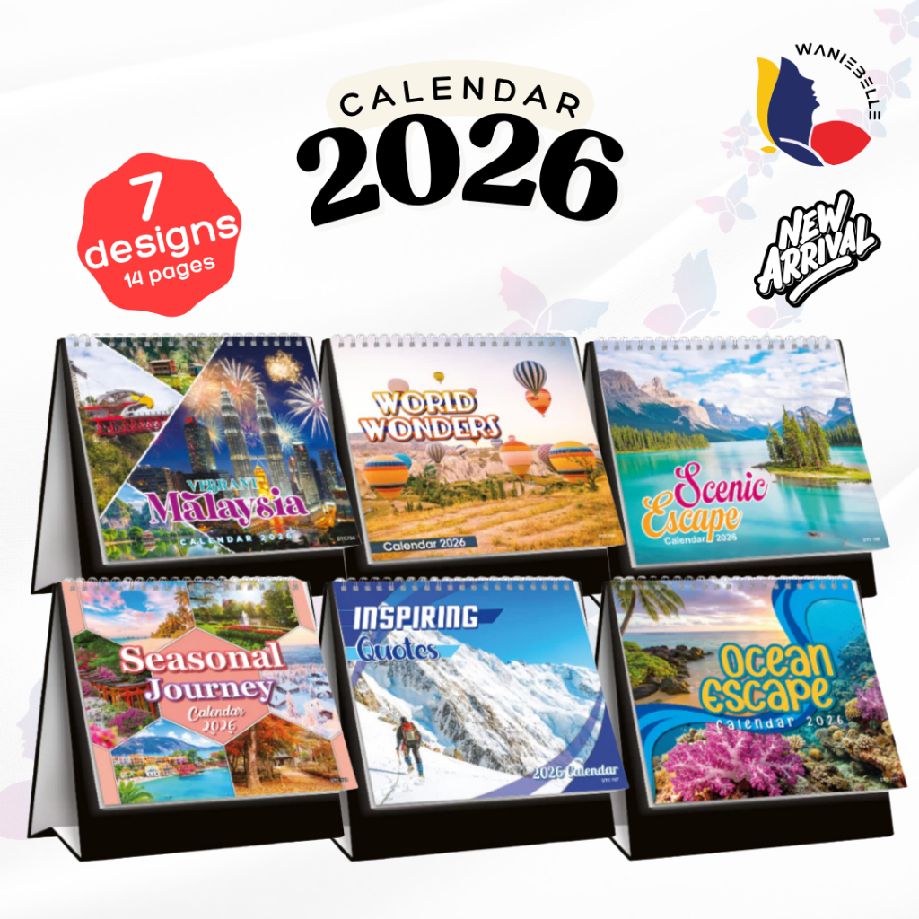 [WB] 7 Inch Desktop Calendar 2026 Wire O Flip Style Kalendar Meja ...