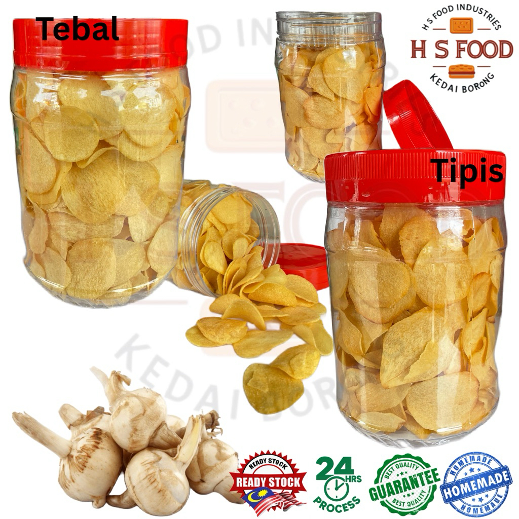 (Bottle) Keropok Ngaku / Fried Arrowhead Chips / 唐菇片 炸芽菇 Tebal / Nipis ...