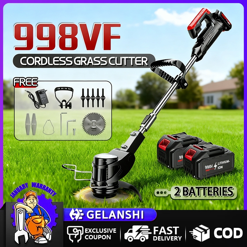 998VF Cordless Grass Cutter Portable Electric Lawn Mower Grass Trimmer ...