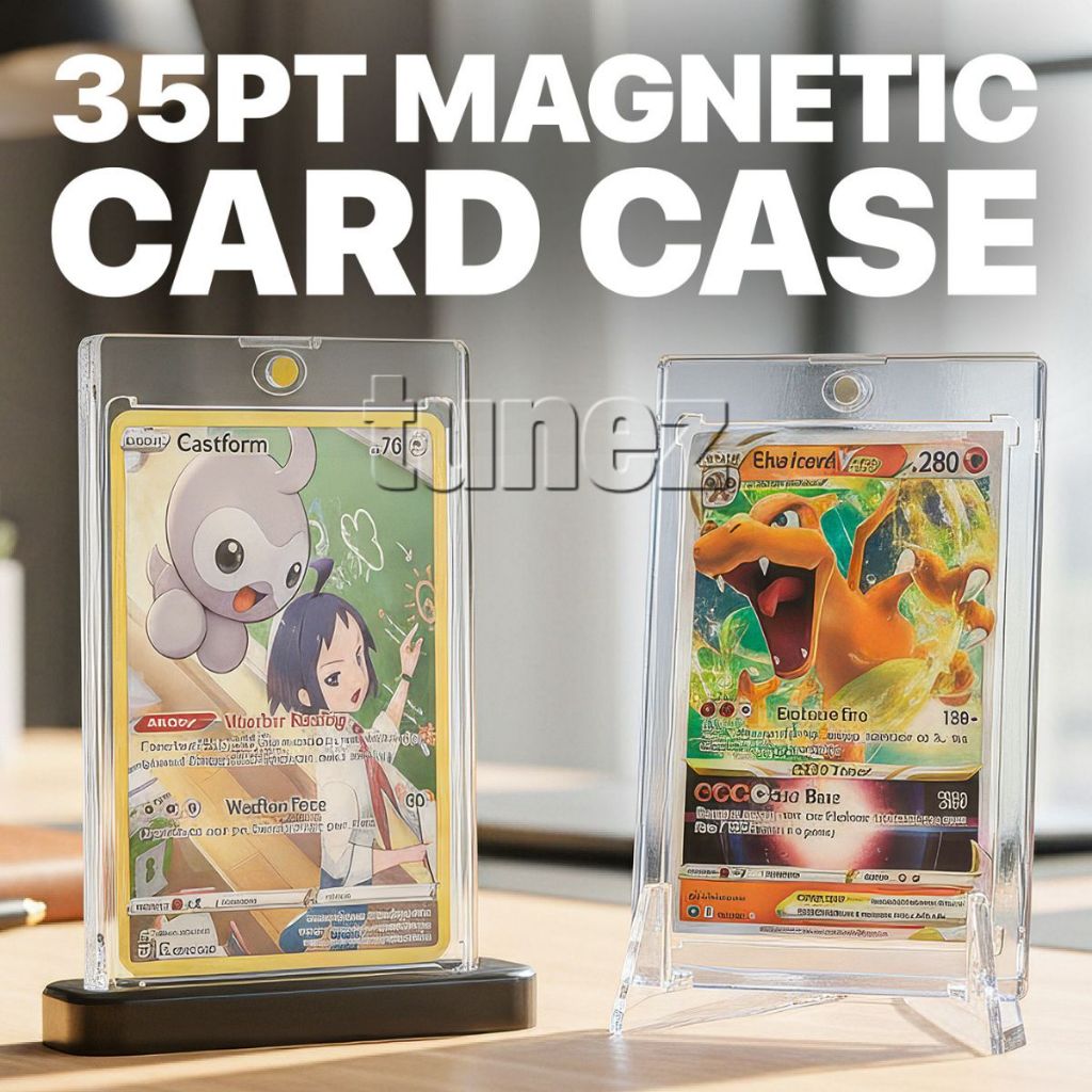 35PT Magnetic Card Holder Display Case UV Shield Snap-Tight Seal Fits ...