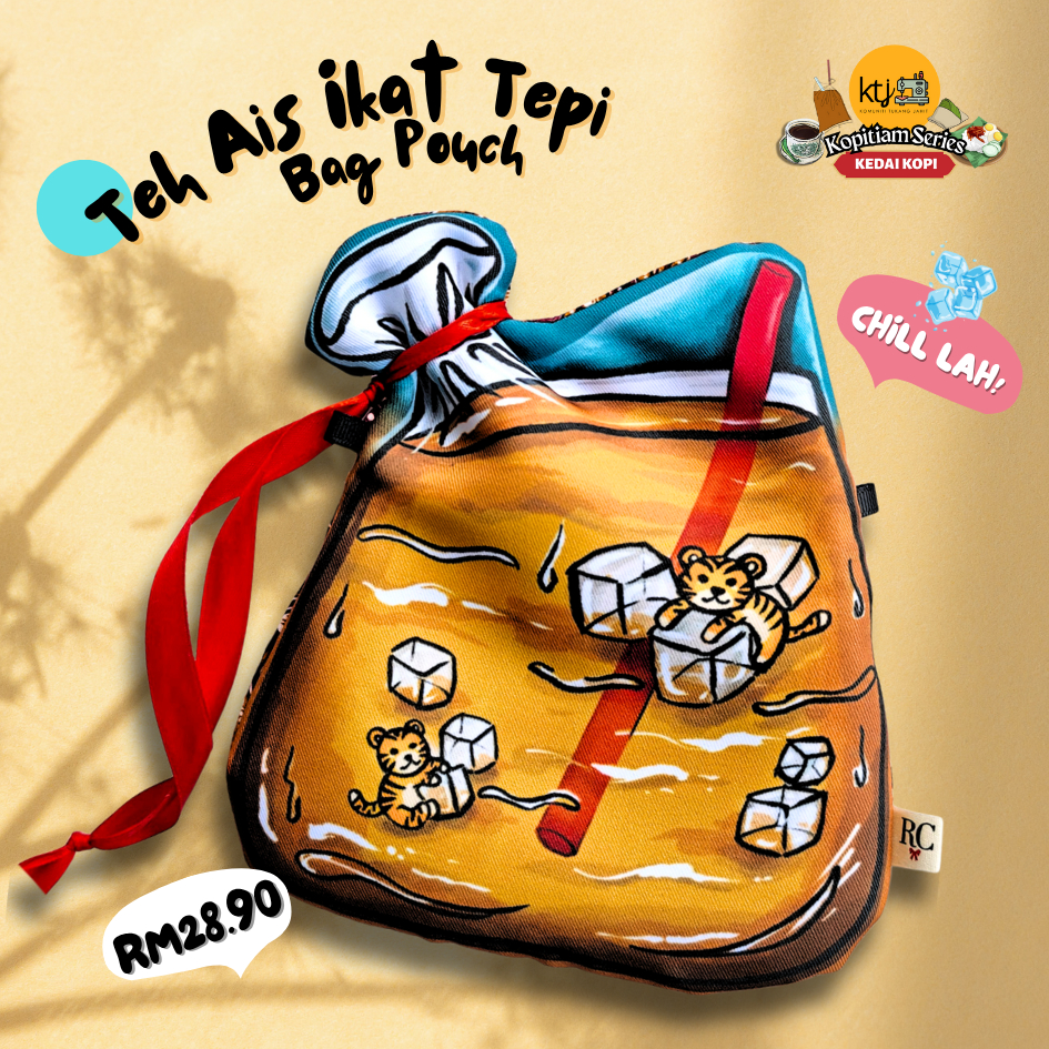 KTJ Kopitiam Series: Teh Ais Ikat Tepi Bag Pouch | Shopee Malaysia