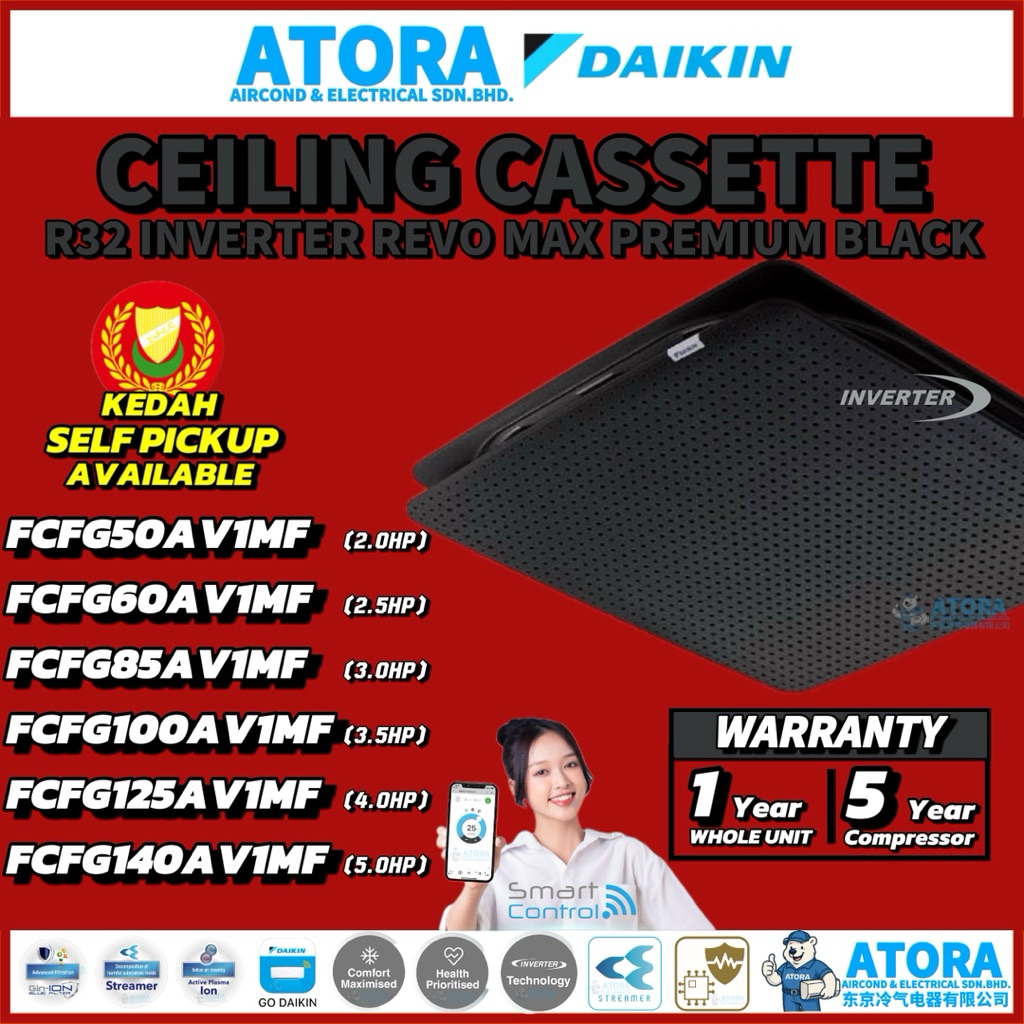 DAIKIN REVO MAX BLACK-Series Surround Cassette (FCFG-A) INVERTER WIFI ...