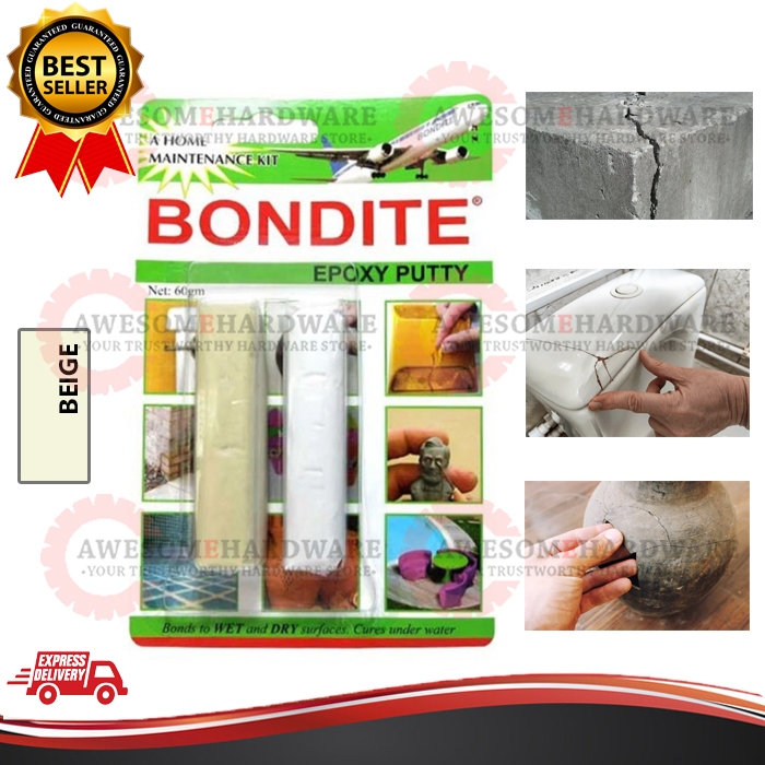 (ORIGINAL) BONDITE EPOXY PUTTY FILLER GAP FILLER CEMENT FILLER WHITE ...