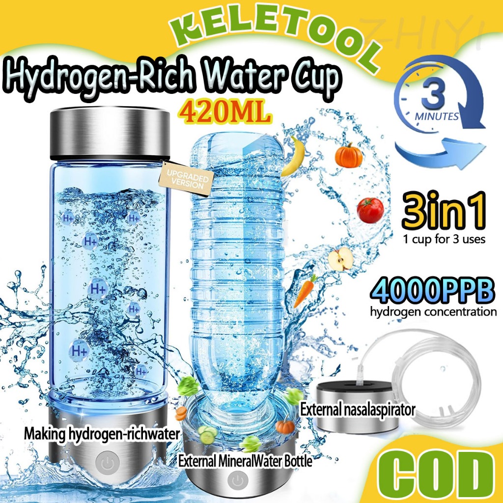 New Hydrogen Water Bottle, 3Min Electrolytic Botol Water filter ...