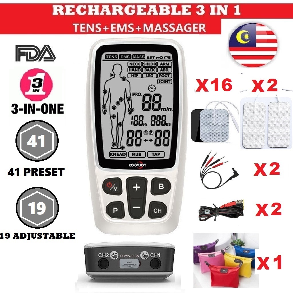 [OFFICIAL] Rechargeable 18 PADS TENS Unit 3 in 1 Home Use TENS + EMS ...