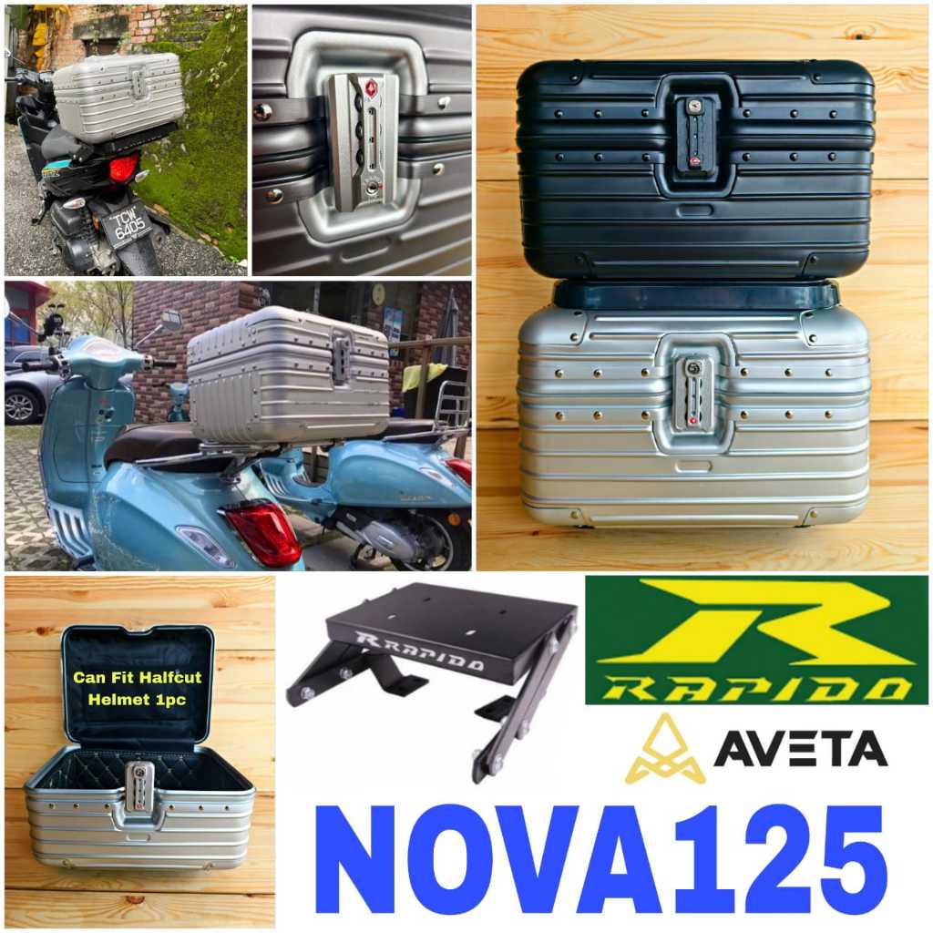 Combo Set Monorack Rapido AVETA NOVA125 Top Box Alloy Tail Box Luggage ...
