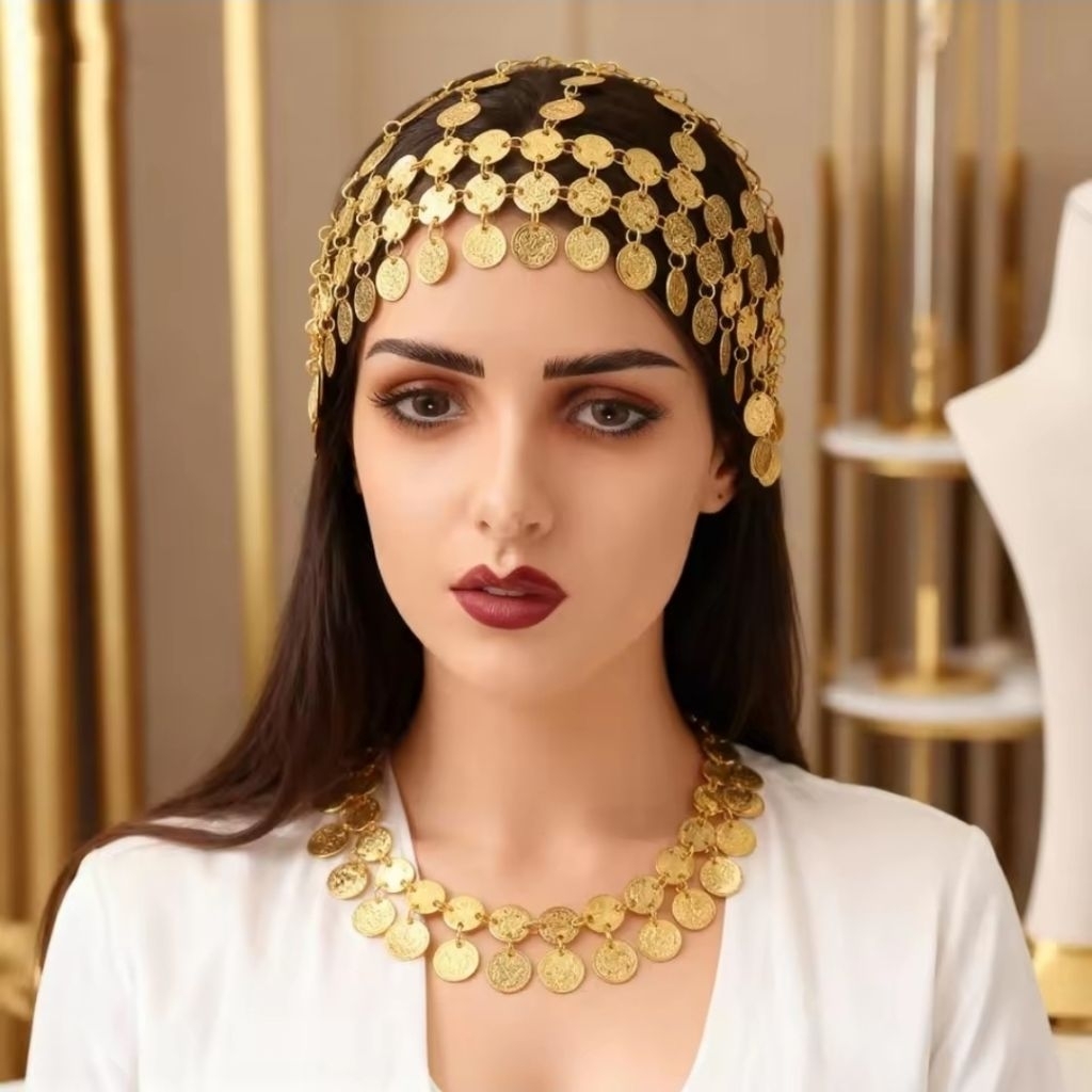 Gold Plated Turkish Kurdish Women's Headwear Arab TotemEar Jewelry for ...
