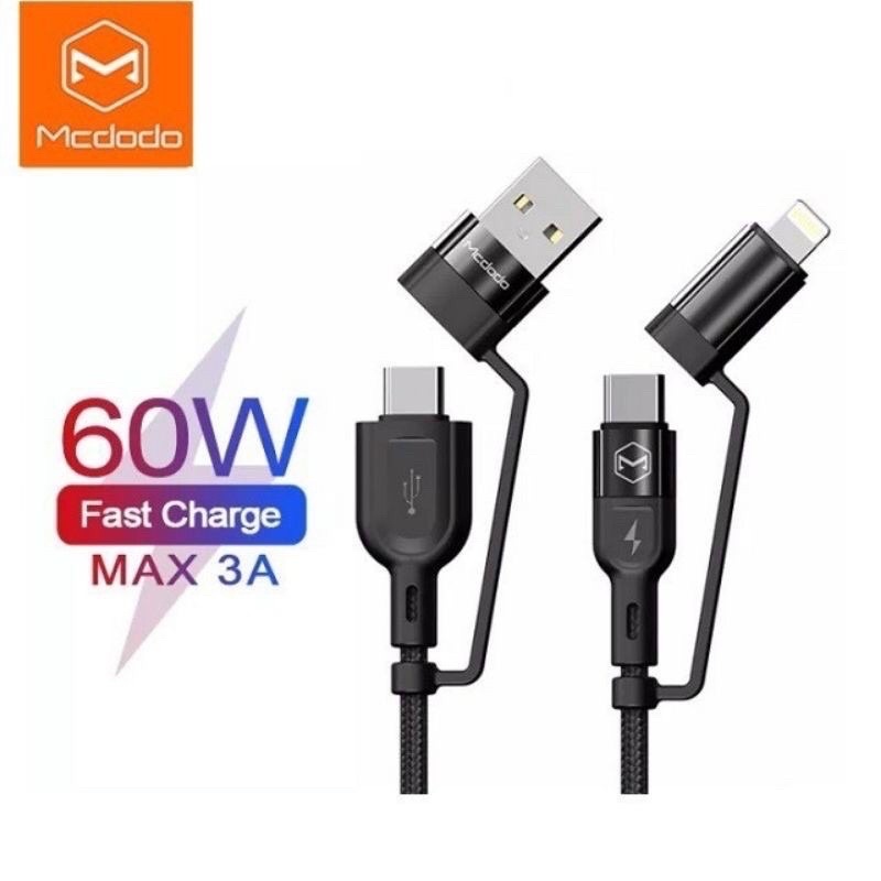 MCDODO 60W FAST CHARGE MULTIFUNCTIONAL 3A DATA CABLE USB-A / TYPE-C TO ...