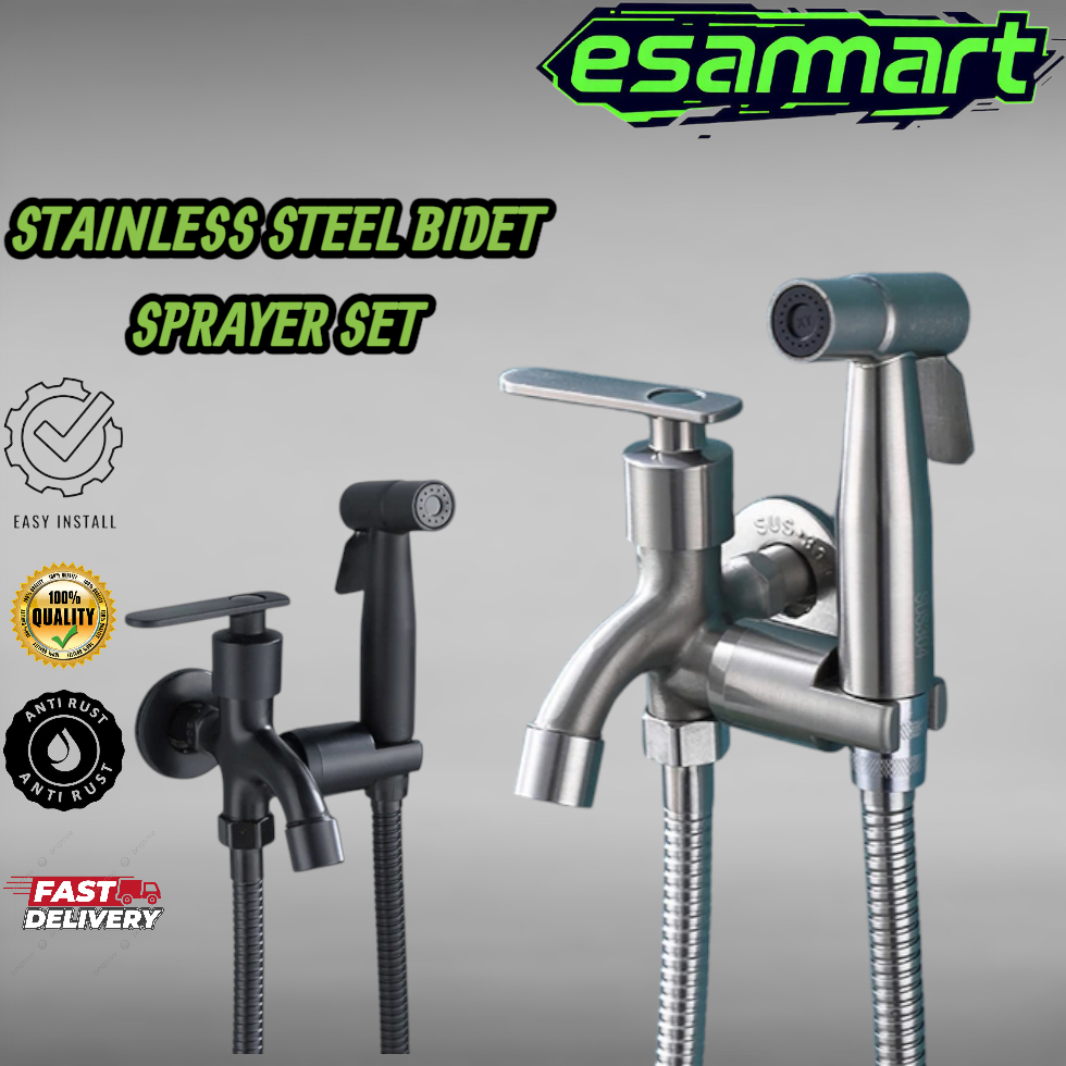 SUS304 Stainless steel Bidet spray set Two way faucet with sprayer ...