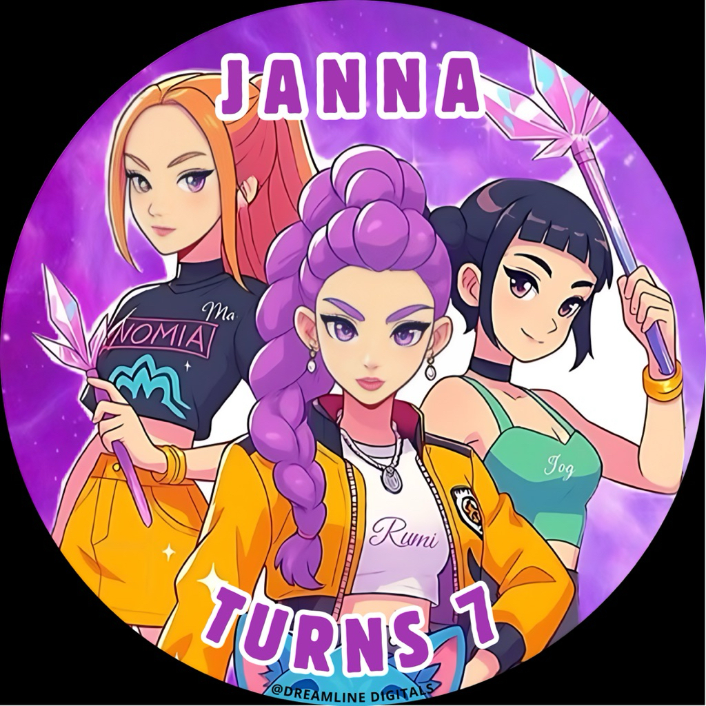 (Free Custom) Round Birthday Sticker - Kpop Demon Hunter (Huntrix ...