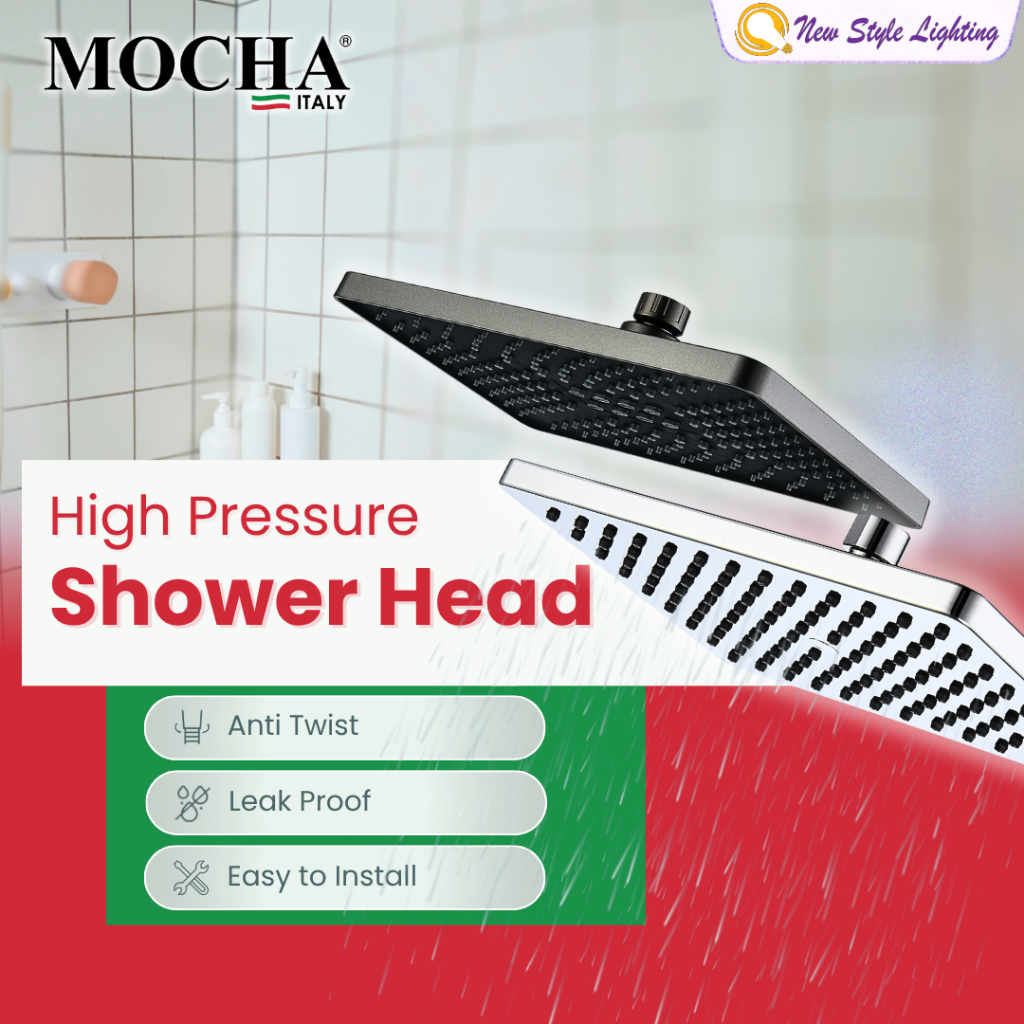 MOCHA Italy Bathroom Rain Shower Head ABS High Pressure 10" 11" Square ...