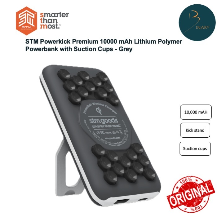 STM Powerkick Premium 10000 mAh Lithium Polymer Powerbank with Suction Cups - Grey | Shopee Malaysia