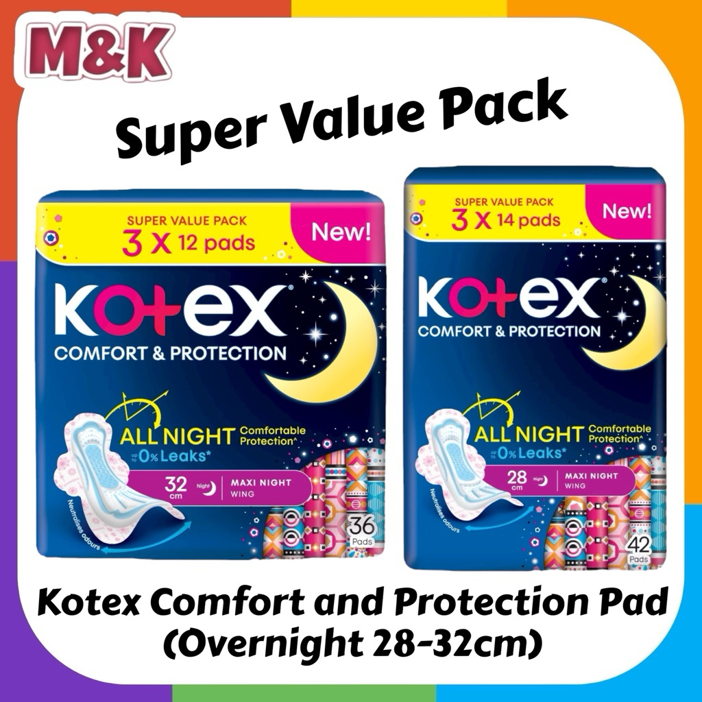 Kotex Comfort and Protection Pad (Overnight 28-32cm) | Shopee Malaysia